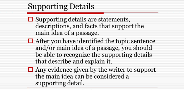 Identify The Supporting Details - Quiz & Trivia